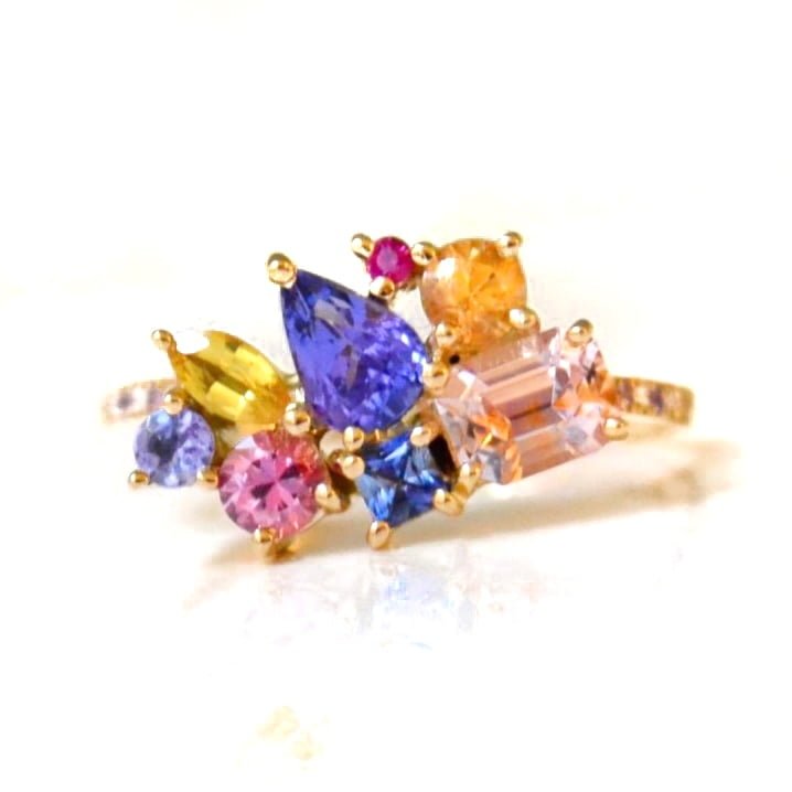 Multi color ring with sapphire and tanzanite - Anpé Atelier CPH