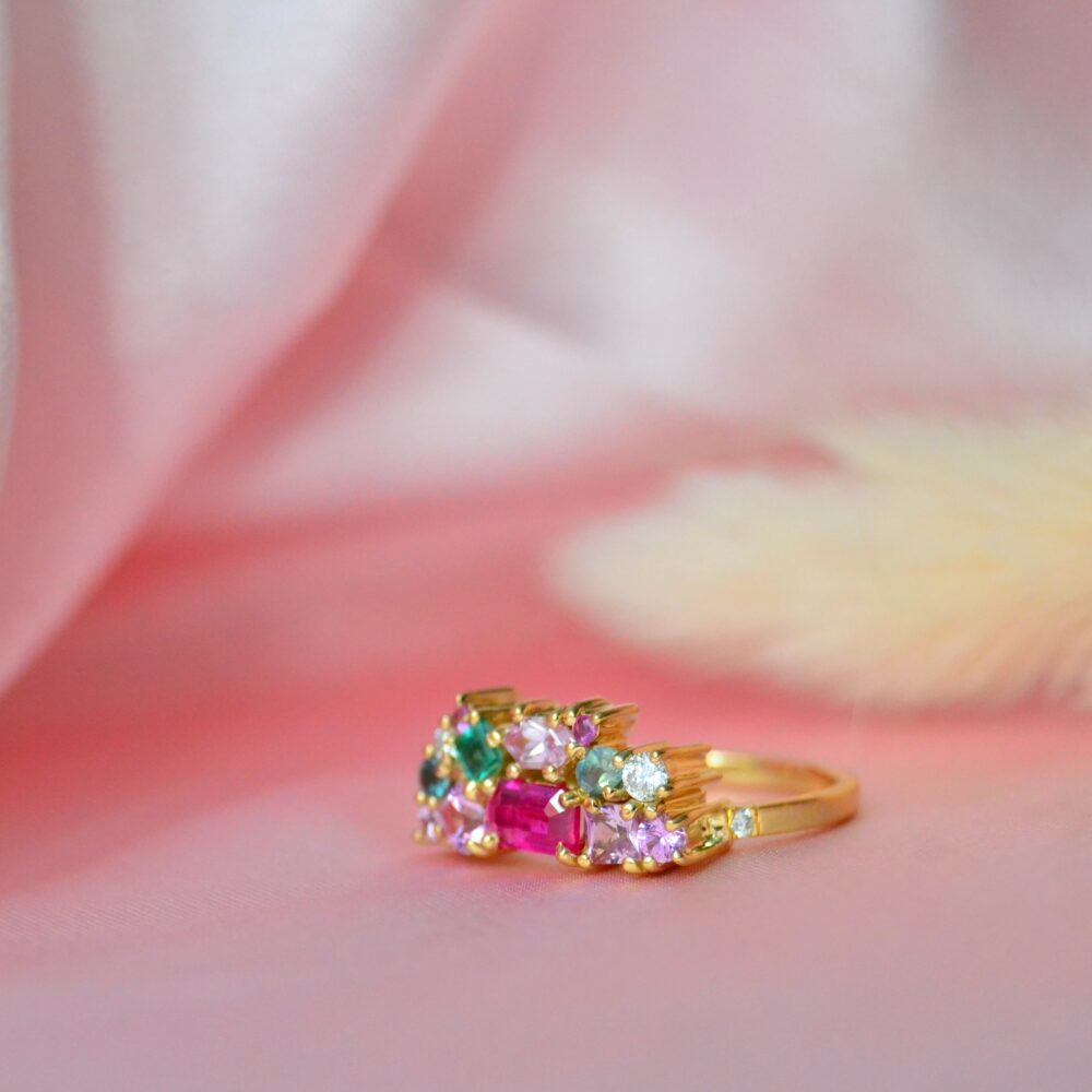 Hot pink ruby cluster ring - Anpé Atelier CPH
