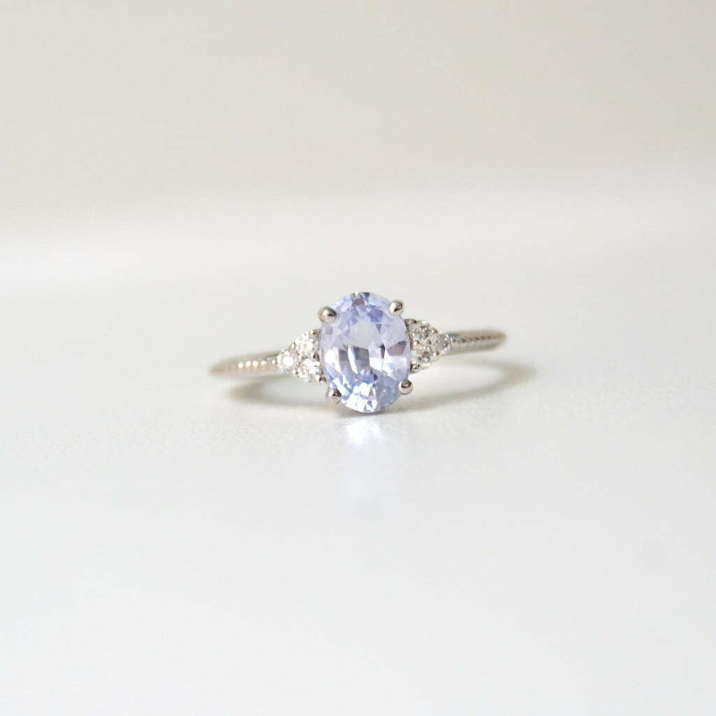 Baby blue sapphire ring with diamonds - Anpé Atelier CPH
