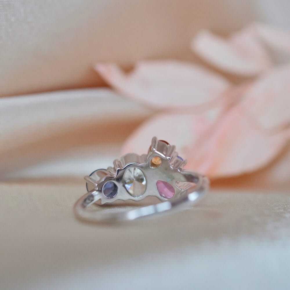 Botswanamark traceable diamond cluster ring with sapphires - Anpé ...